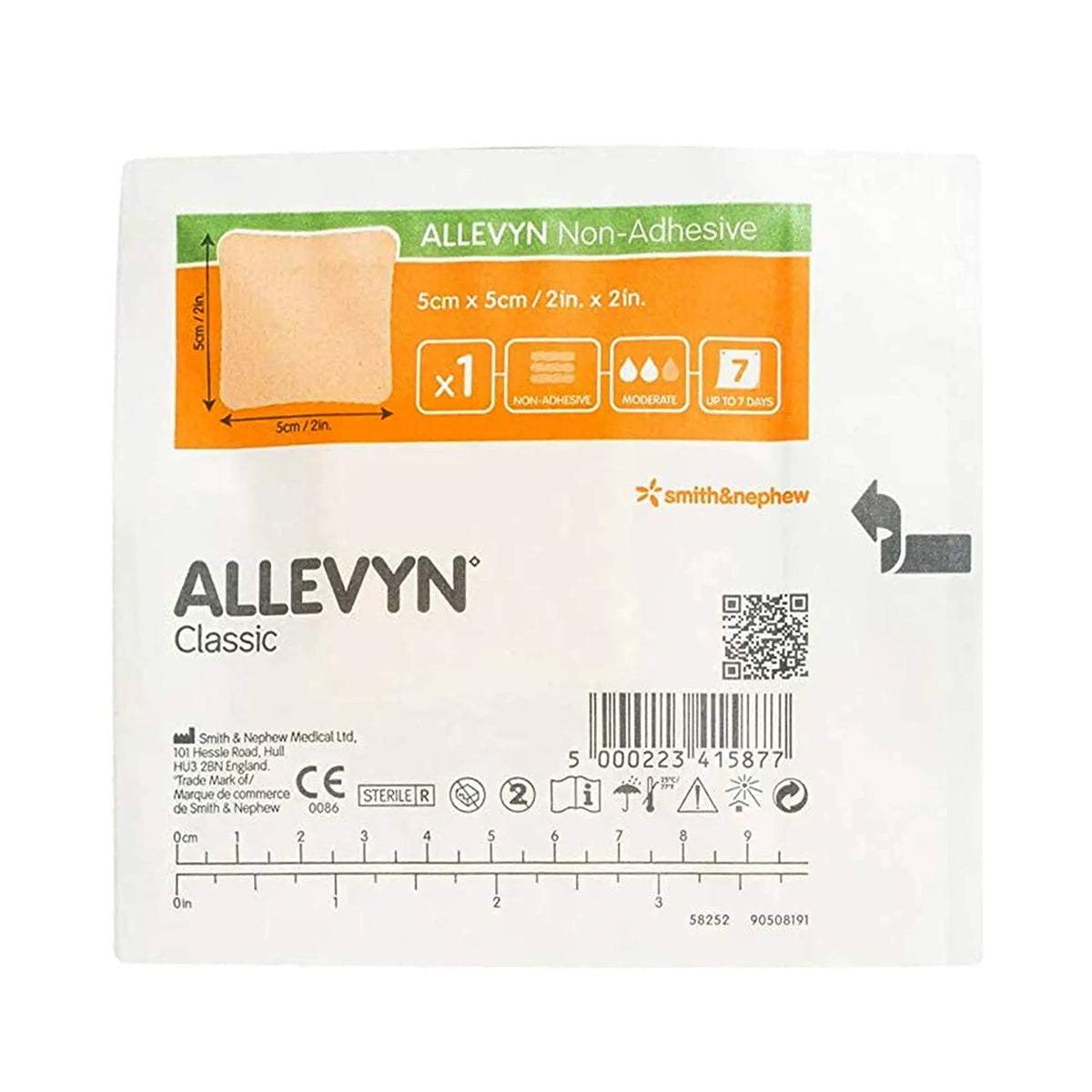 Allevyn Classic Nonadhesive without Border Foam Dressing, 2 x 2 Inch ...