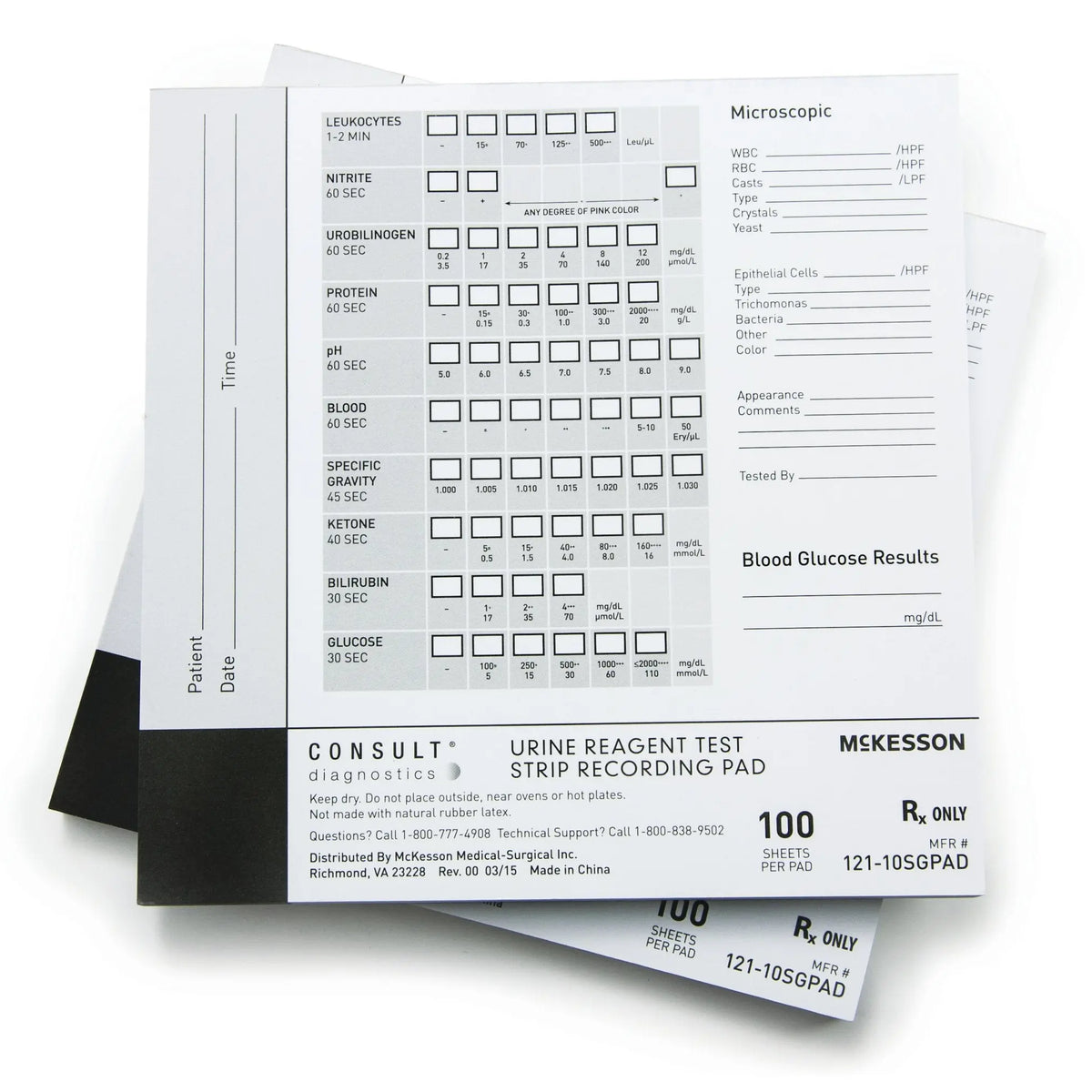 McKesson Consult™ Urine Reagent Test Strip Recording Pad ...